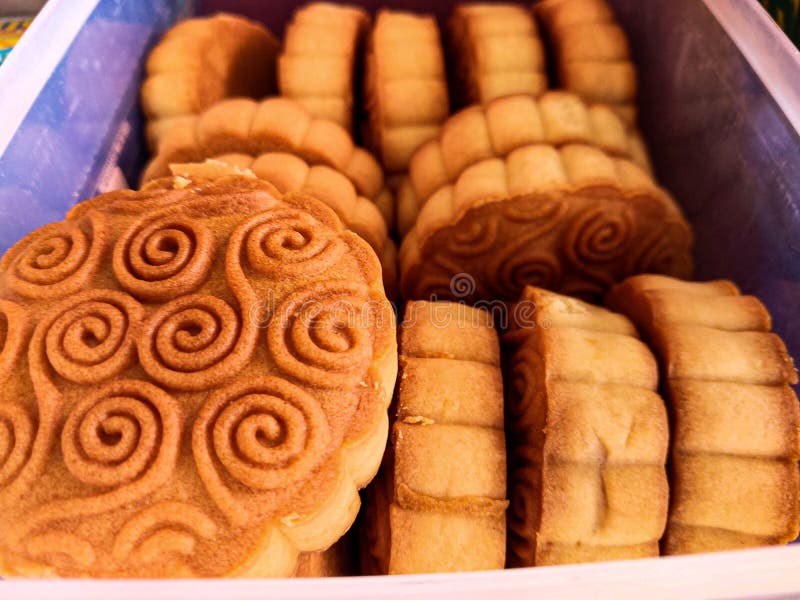 Mooncakes Filled with Red Beans and Green Beans. Stock Image - Image of ...