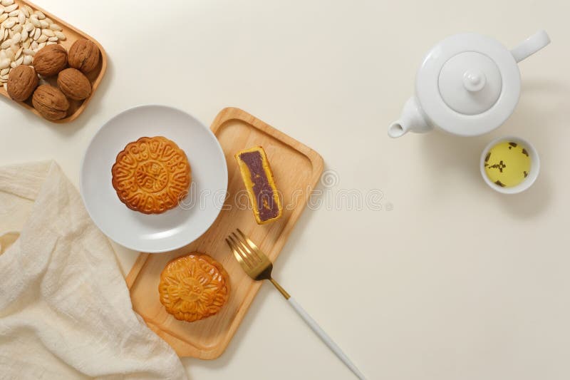 Mooncakes Represent the Meaning of Reunion and Cohesion. Stock Image ...