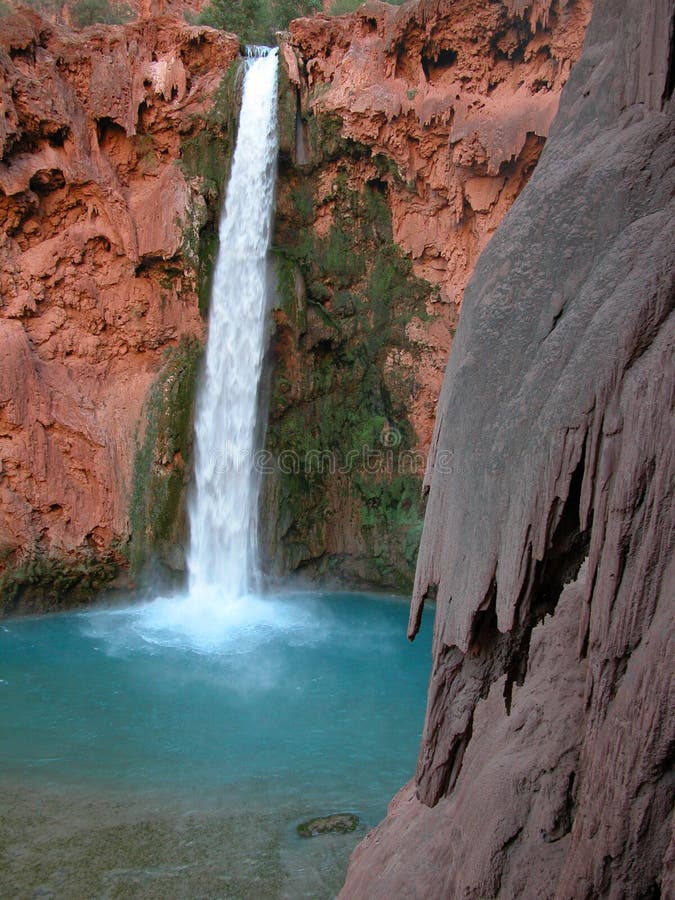 Mooney Falls and Travertine Cascades Stock Image - Image of aqua ...