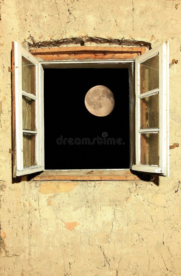 Moon in the window stock image. Image of dreams, outdoor - 4189973