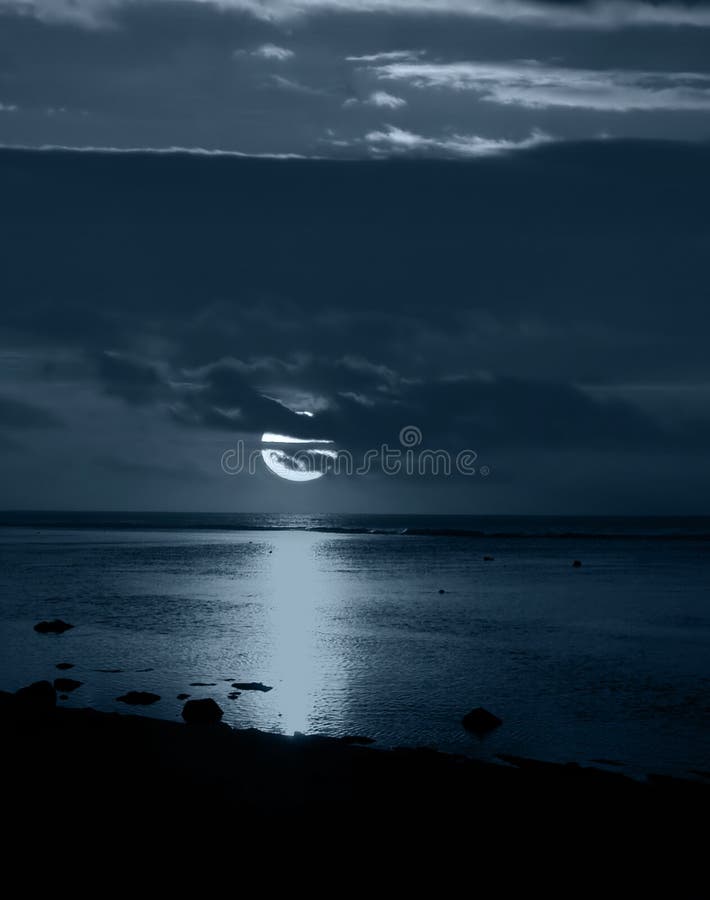 Moonlight stock image. Image of landscape, beach, lagoon - 83915