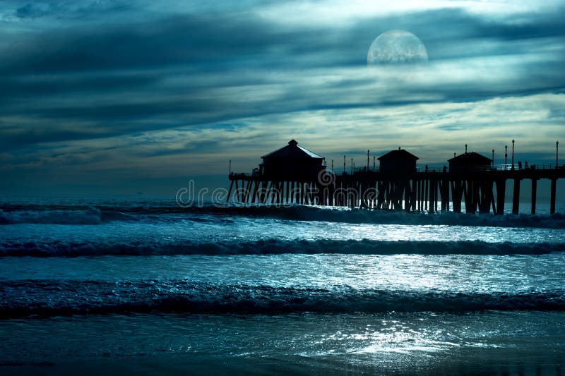 Moonlight on the beach stock photo. Image of inspiration - 16823822