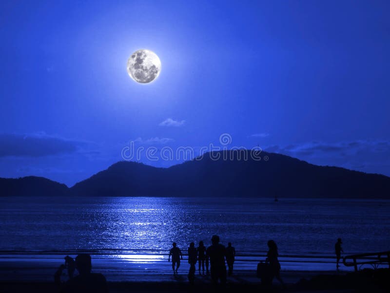 Blue Moonlight Beach stock image. Image of stormy, beach - 1716381