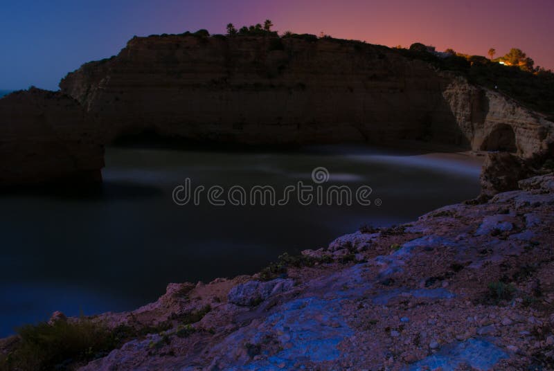 Moonlight at the beach stock image. Image of colors, exposure - 59489411