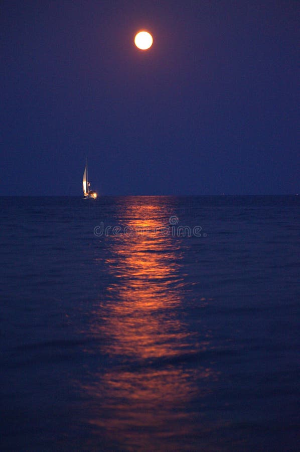 Moonlight boat stock photo. Image of light, boat, summer - 51336508