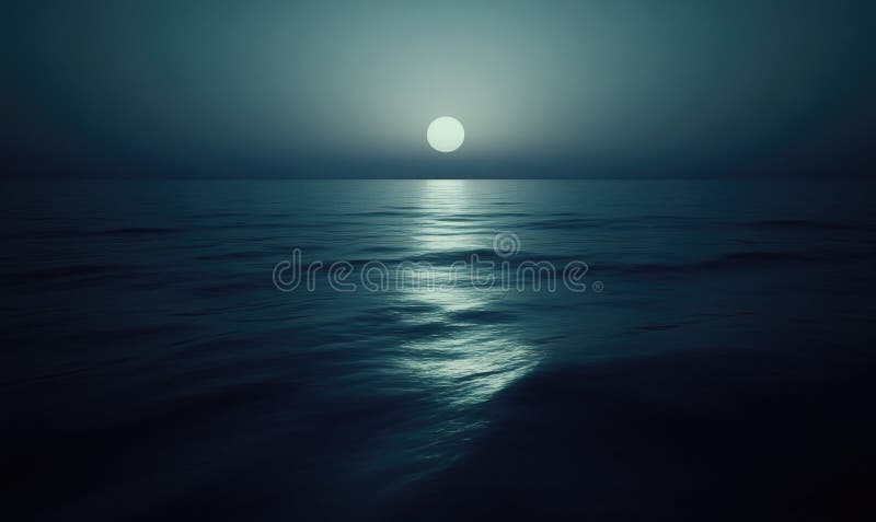 Moonlight Casting a Soft Glow on a Calm Sea Stock Photo - Image of ...