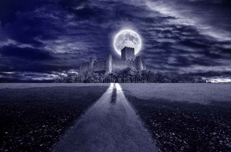 Moonlight castle stock photo. Image of clouds, antique - 43225892
