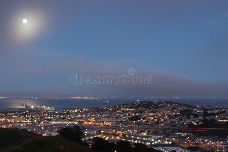 Moonlight City stock image. Image of freeway, hillside - 94931597