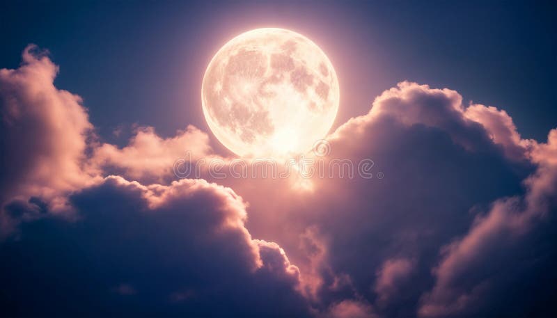 Moon in clouds. Full moon stock illustration. Illustration of scene ...