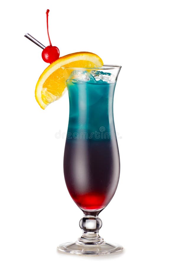 Moonlight Cocktail with a Slice of Orange and Cherry Isolated Stock ...
