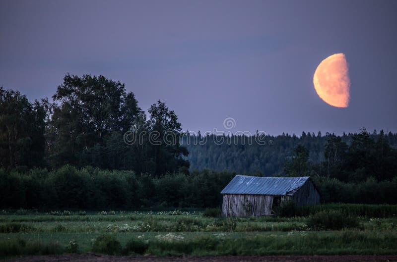 Moonlight in countryside stock photo. Image of moonlight - 74758816