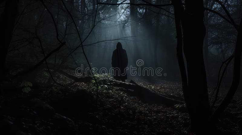 Moonlight dark figure in stock illustration. Illustration of beam ...