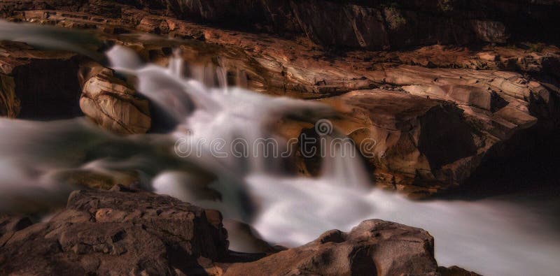 Moonlight on Eagle Falls in Washington State. Stock Photo - Image of ...
