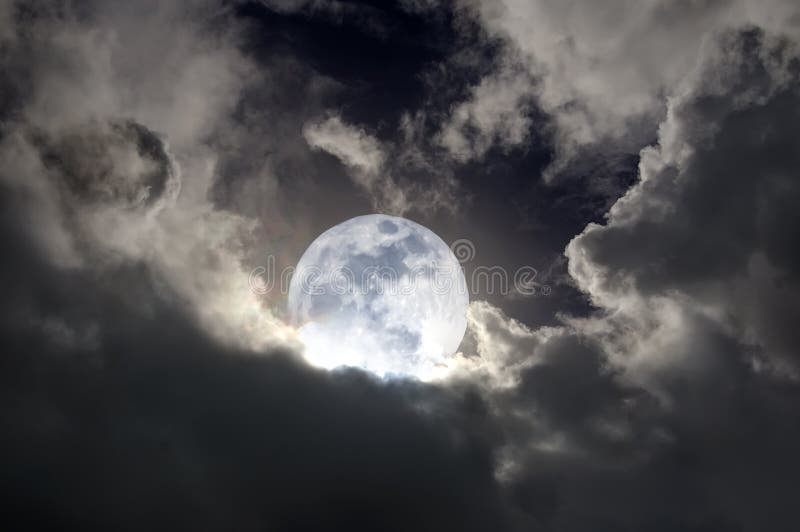 Full Moon Clouds Night Sky stock image. Image of lustrous - 9724149