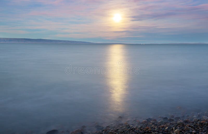 Moonlight stock image. Image of lunar, lake, full, evening - 163365773