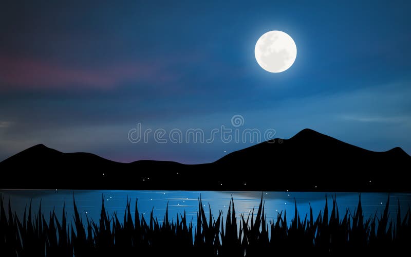 Moonlight lake. stock photo. Image of moonlight, purple - 83763848