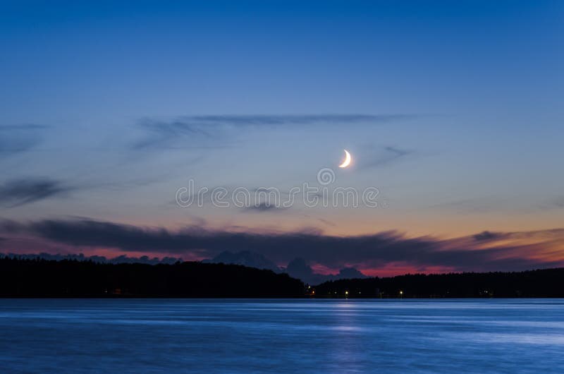 MOONLIGHT on the LAKE stock photo. Image of nature, cosmos - 152836056