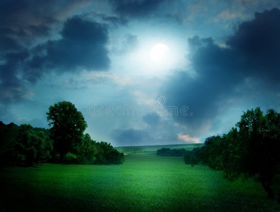 Moonlight landscape stock image. Image of season, night - 15072883
