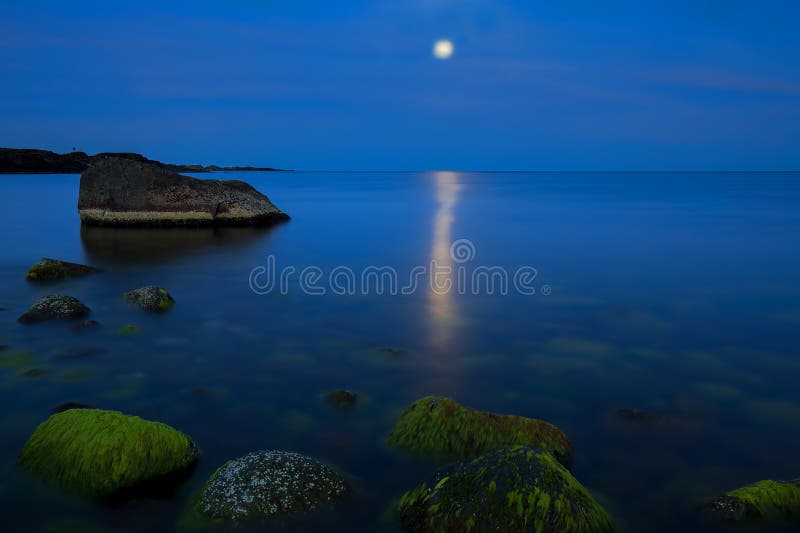 Moonlight at Moelen stock photo. Image of moon, dawn - 44047948