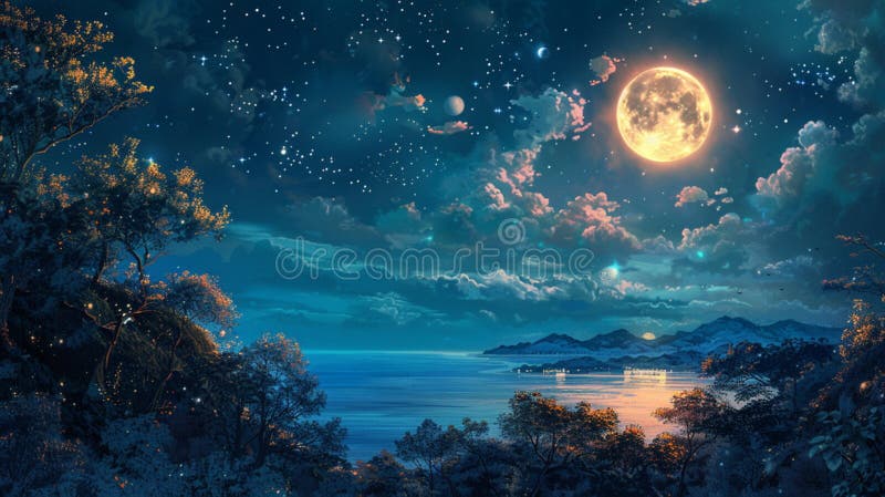Moonlight, Moonlight, Night Scene Background, Sky Background Stock ...