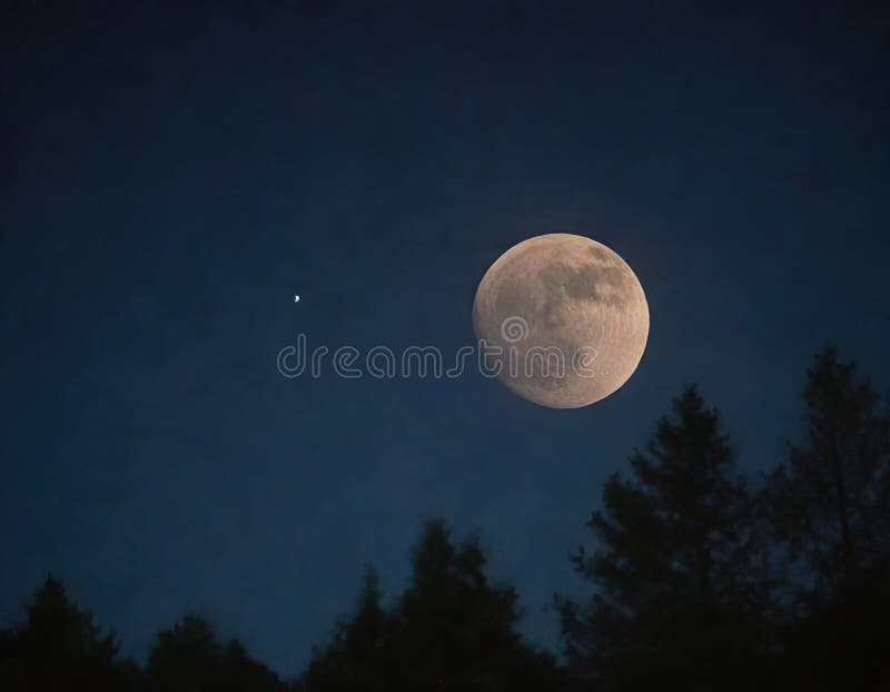 Picture of the Moon from Afar in the Middle of the Night in the Sky ...