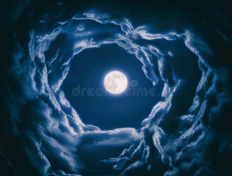 Moonlight at Night with Full Moon Stock Image - Image of twilight ...