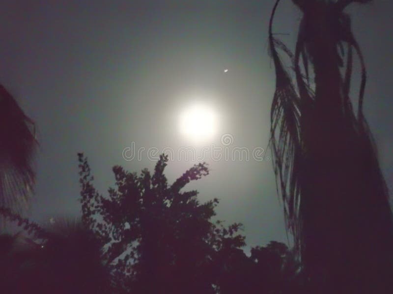 Moonlight Night. Moon in the Dark Starry Sky Stock Photo - Image of ...