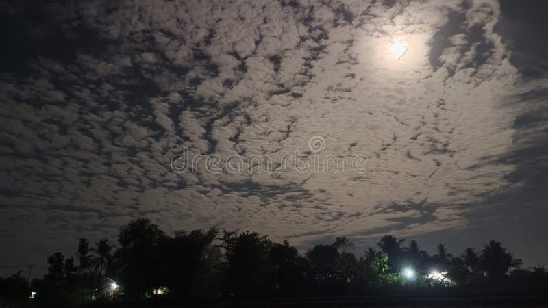 The Moonlight at Night is Very Beautiful with Stunning Cloud Decoration ...
