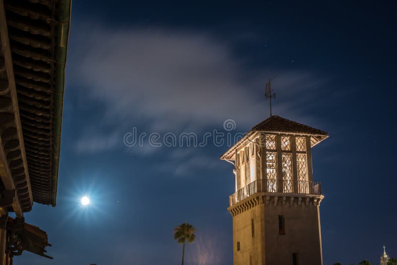 Moonlight Over Building Architecture Stock Photo - Image of evening ...