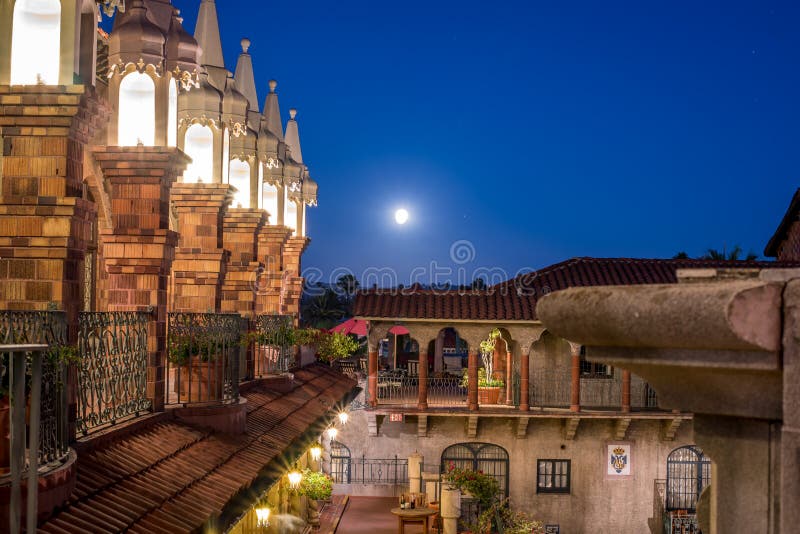 Moonlight Over Building Architecture Stock Image - Image of dusk ...