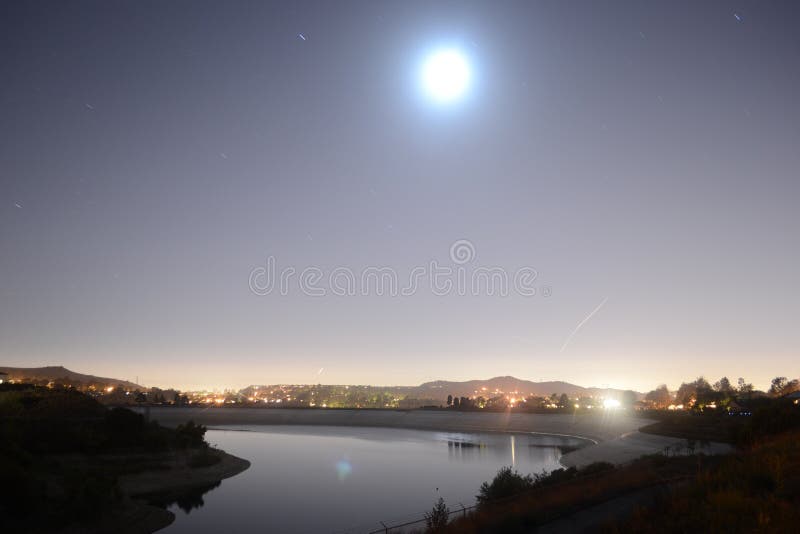 Moonlight over lake stock image. Image of morning, calm - 55866317