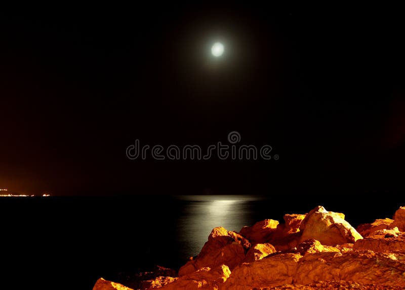 Moonlight over the rocks stock photo. Image of rocks, moon - 3350196