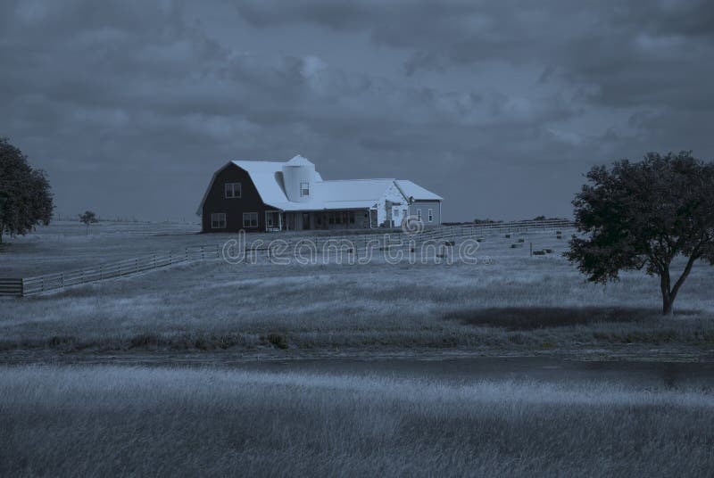 Moonlight Ranch stock image. Image of hillside, pond - 10340403
