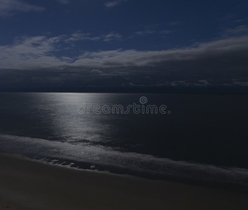 Moonlight Reflecting on the Water at Myrtle Beach Stock Image - Image ...