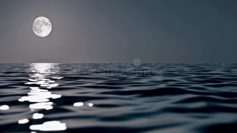 Moonlight Reflection Creating Silver Path on Dark Ocean Waters Stock Footage - Video of people ...