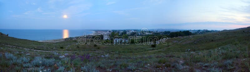 Moonlight and Sea (panorama) Stock Image - Image of ecology, light ...