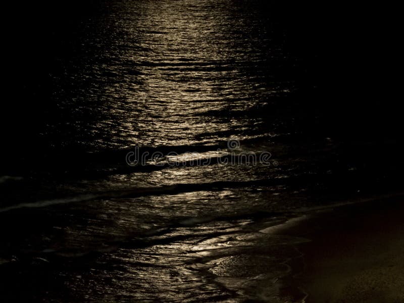 Moonlight on the Sea Surface on a Dark Night Stock Image - Image of ...