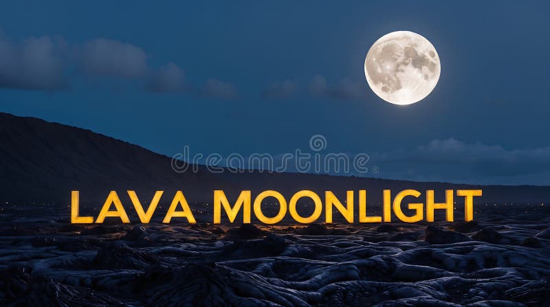 Moonlight Shines Over Lava Fields at Night Creating a Dramatic ...