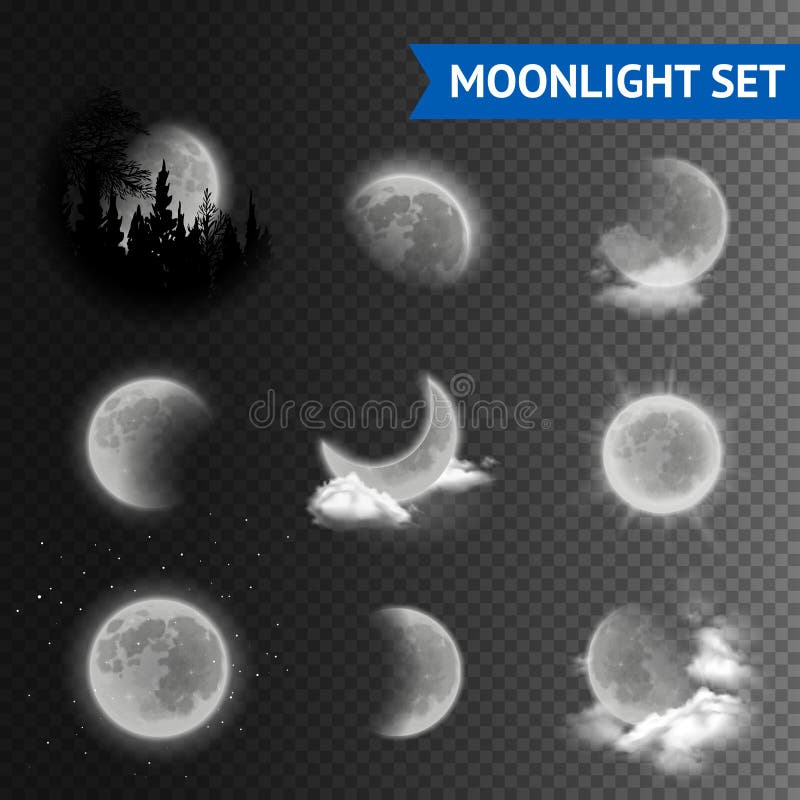 Moonlight transparent set stock vector. Illustration of clouds - 64911410
