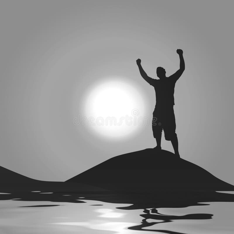 Victory at Sunset stock vector. Illustration of raised - 6179665