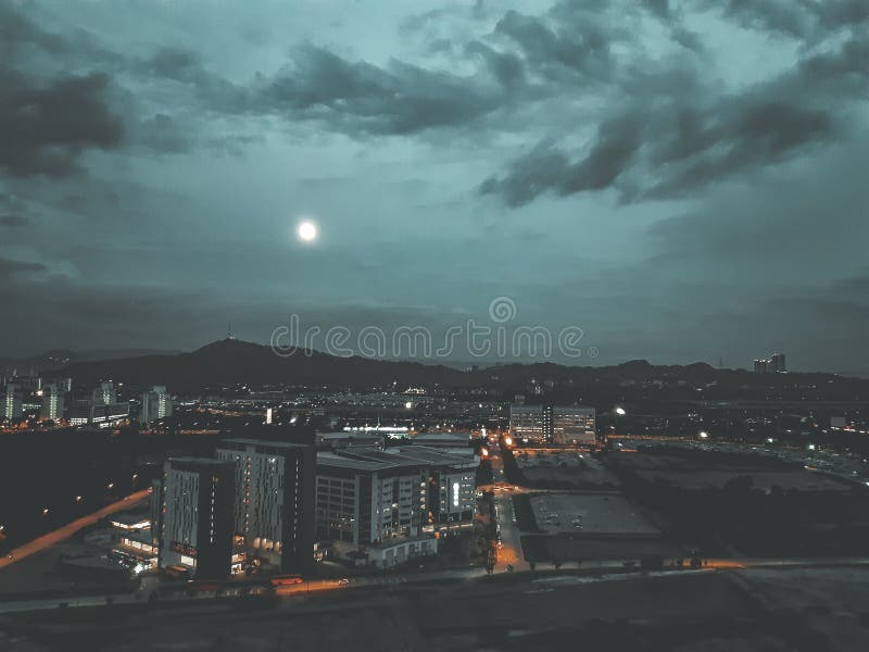 Moonlight View in a Middle of Night Stock Image - Image of moonlight ...
