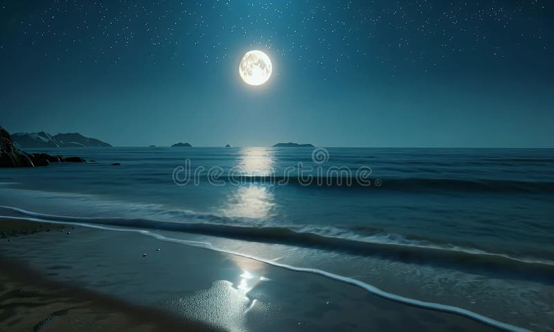 Moonlit Beachscape stock video. Video of blue, light - 341064607