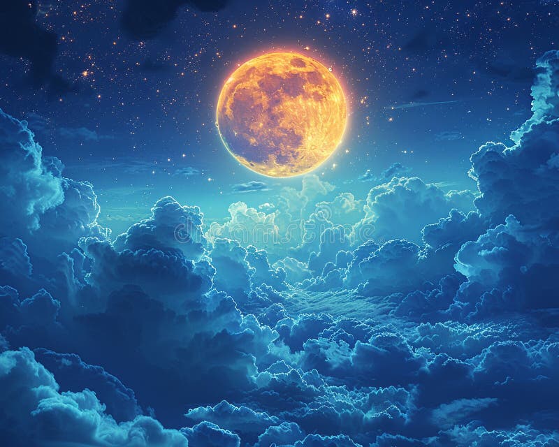 Moonlit Clouds in a Night Sky Stock Photo - Image of radiant, foggy ...