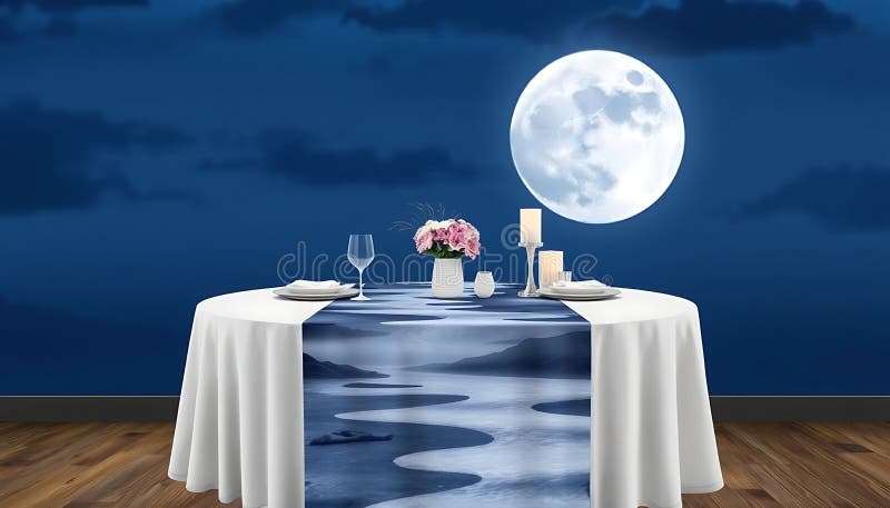 Moonlit Dinner Table Setting, Romantic Night, Outdoor Dining and ...