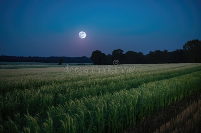 Moonlit Field stock photo. Image of moonlit, trees, silhouette - 13570124