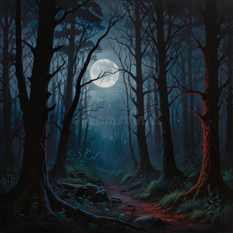 Haunted Forest Path stock illustration. Illustration of magic - 323861616