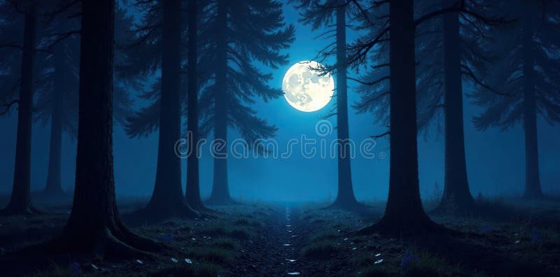 Moonlit Forest with Scattered Tree Trunks and Shadows, Trees, Forest ...