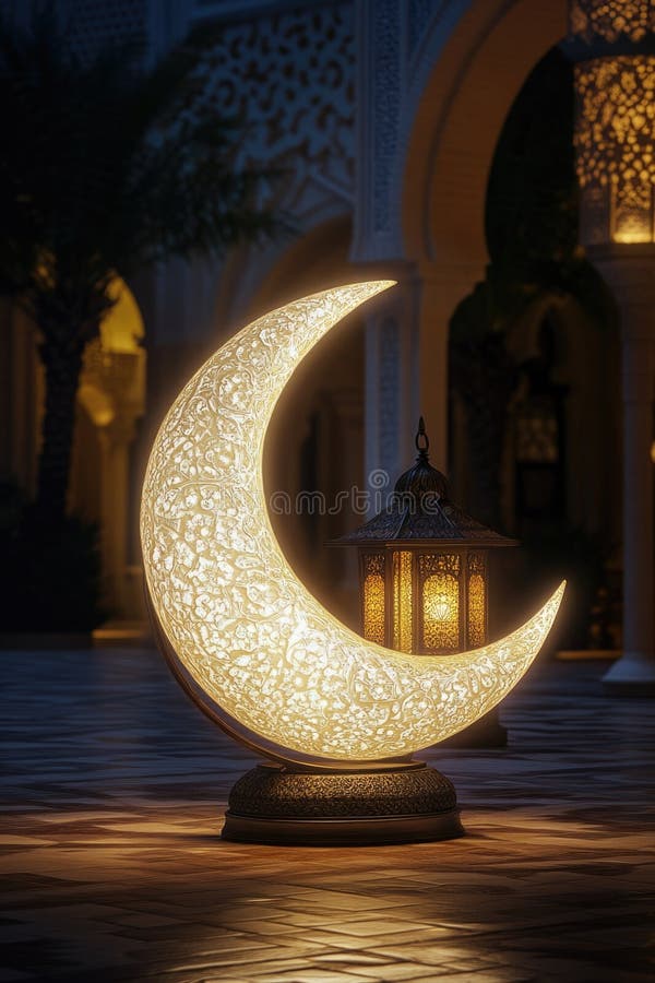 Moonlit Night Islamic Courtyard Stock Photos - Free & Royalty-Free ...