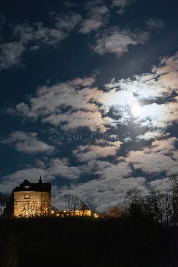 A Moonlit Night in an Old German Town Stock Photo - Image of cityscape ...