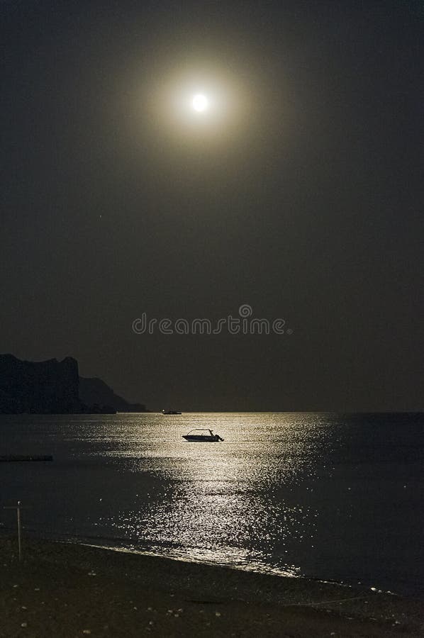Moonlit night at sea stock image. Image of serene, quiet - 166212219